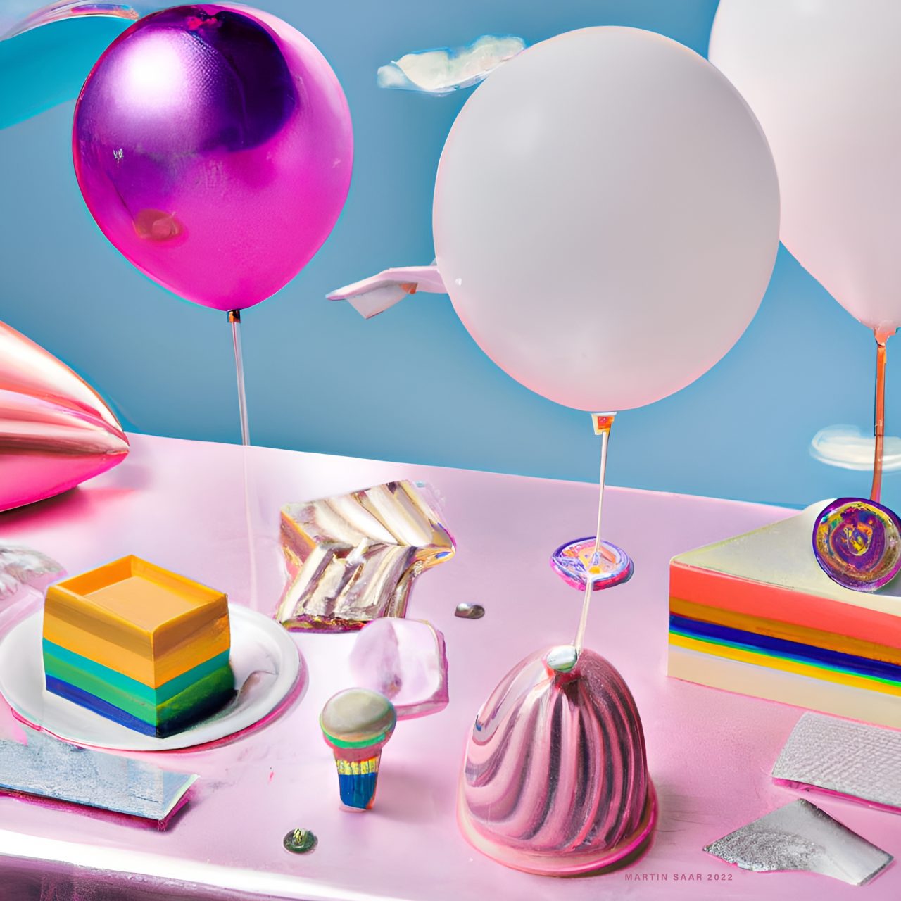 Still Life with 3 balloons and 3 cakes - WISE